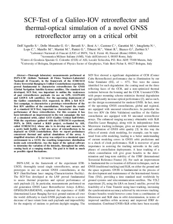 (PDF) SCF-Test of a Galileo-IOV retroreflector and thermal-optical ...