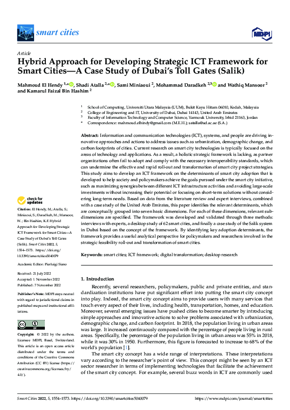(PDF) Hybrid Approach for Developing Strategic ICT Framework for Smart Cities—A Case Study of ...