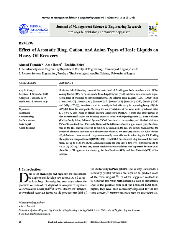 (PDF) Effect of Aromatic Ring, Cation, and Anion Types of Ionic Liquids ...