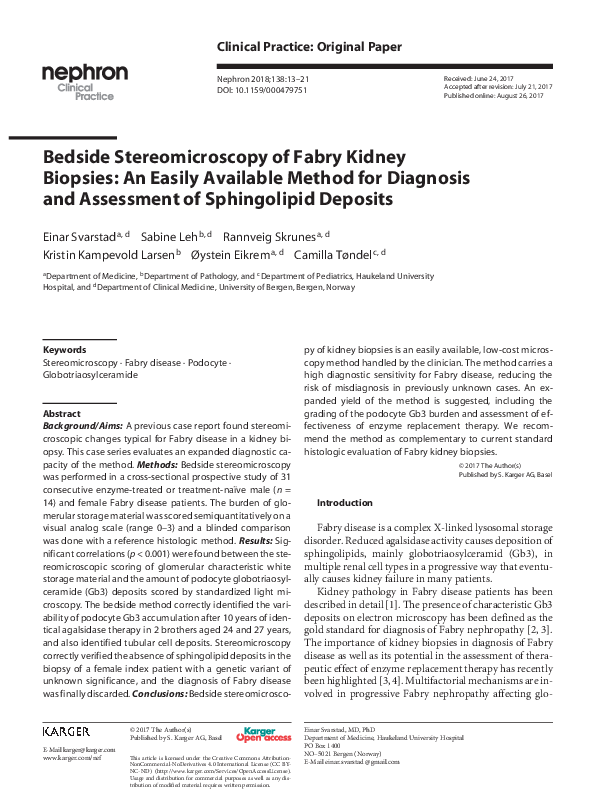 (PDF) Bedside Stereomicroscopy of Fabry Kidney Biopsies: An Easily Available Method for ...