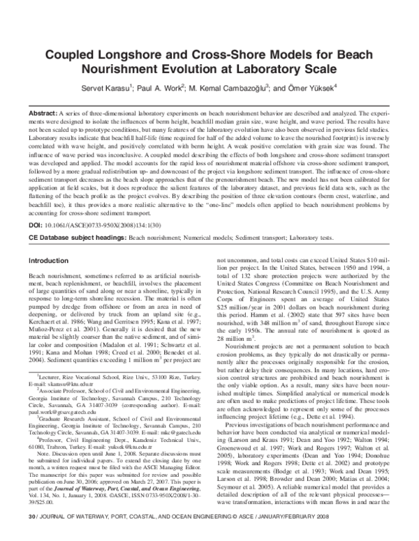 (PDF) Coupled Longshore and Cross-Shore Models for Beach Nourishment ...