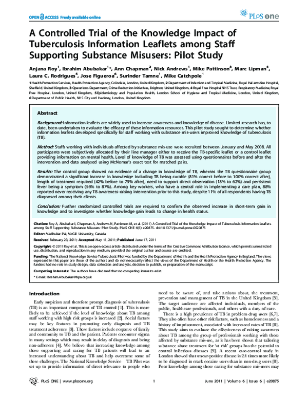 (PDF) A Controlled Trial of the Knowledge Impact of Tuberculosis ...