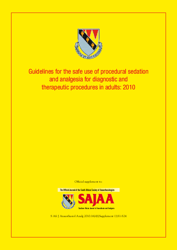 (PDF) South African Society of Anaesthesiologists Guidelines for ...