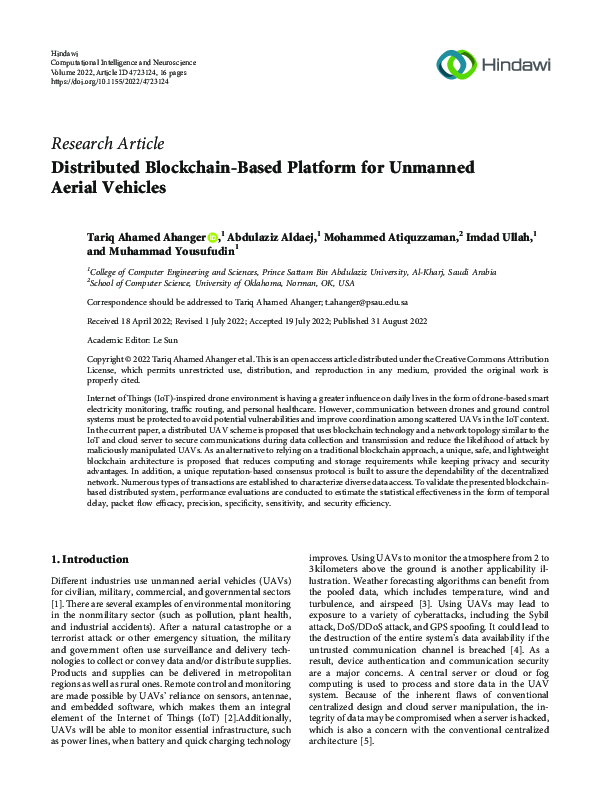 Pdf Distributed Blockchain Based Platform For Unmanned Aerial Vehicles