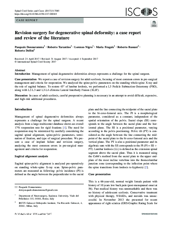 (PDF) Revision surgery for degenerative spinal deformity: a case report ...
