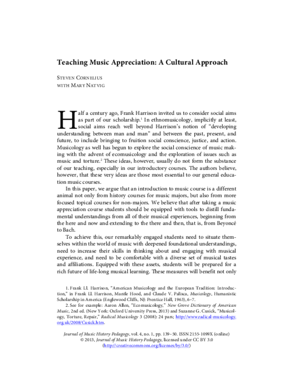 (PDF) Teaching Music Appreciation: A Cultural Approach