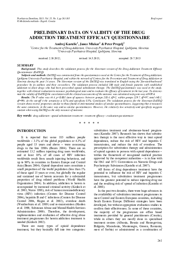 (PDF) Preliminary data on validity of the Drug Addiction Treatment ...