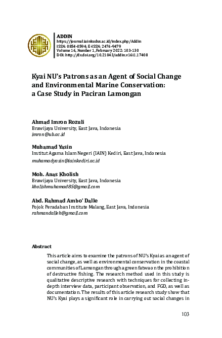 (PDF) Kyai NU’s Patrons as an Agent of Social Change and Environmental ...