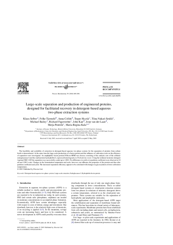 (PDF) Large-scale separation and production of engineered proteins, designed for facilitated ...