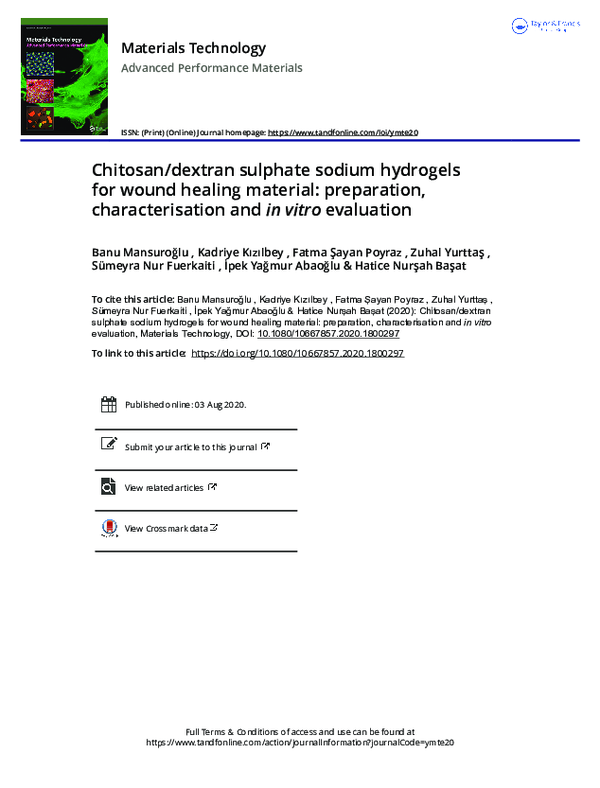 (PDF) Chitosan/dextran sulphate sodium hydrogels for wound healing material: preparation ...