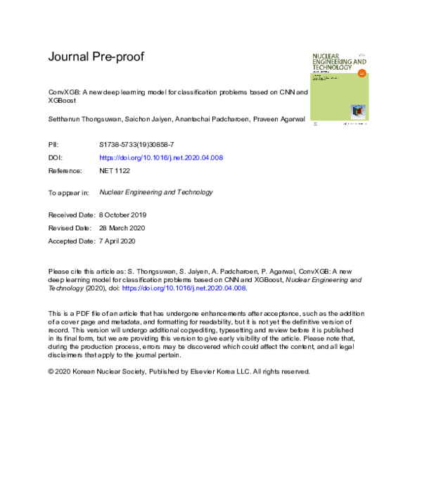 Pdf Convxgb A New Deep Learning Model For Classification Problems Based On Cnn And Xgboost