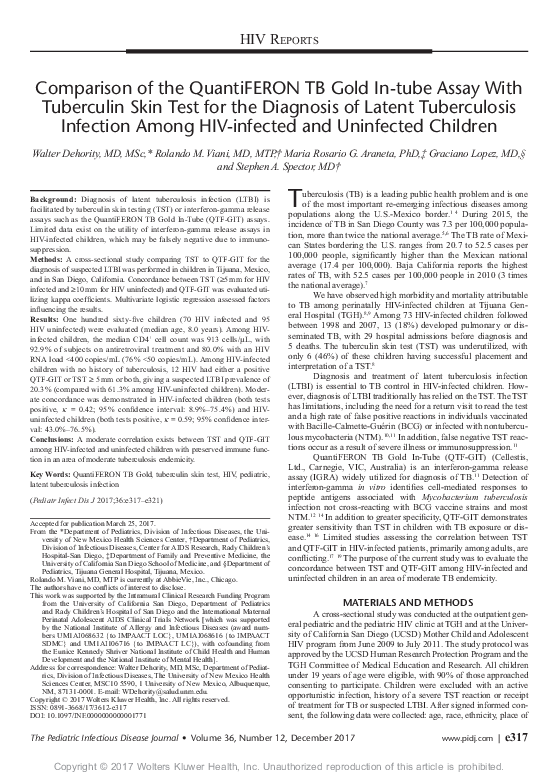 (PDF) Comparison of the QuantiFERON TB Gold In-tube Assay With ...