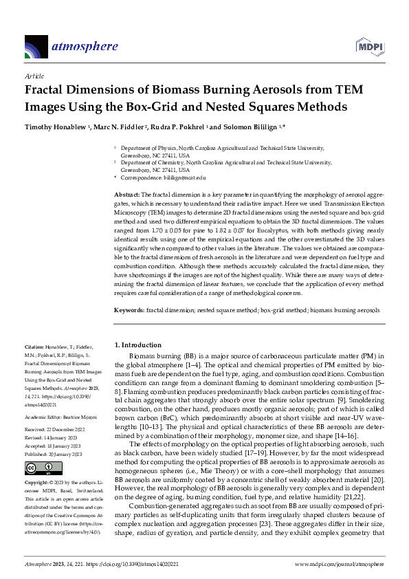 (PDF) Fractal Dimensions of Biomass Burning Aerosols from TEM Images Using the Box-Grid and ...