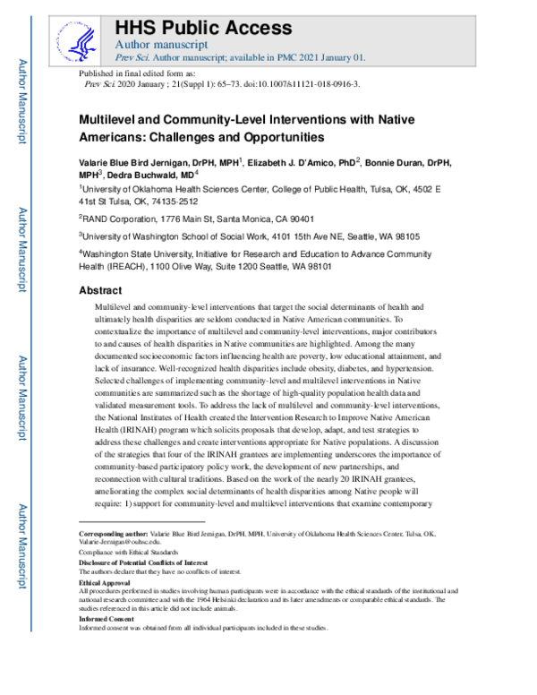 (PDF) Multilevel and Community-Level Interventions with Native ...