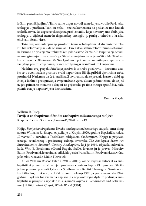 (PDF) William R. Estep Povijest anabaptizma: Uvod u anabaptizam ...