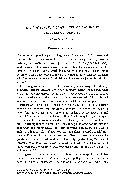 (PDF) The contextual character of dominant criteria of identity