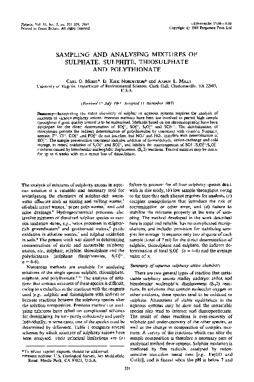 (PDF) Sampling and analysing mixtures of sulphate, sulphite ...