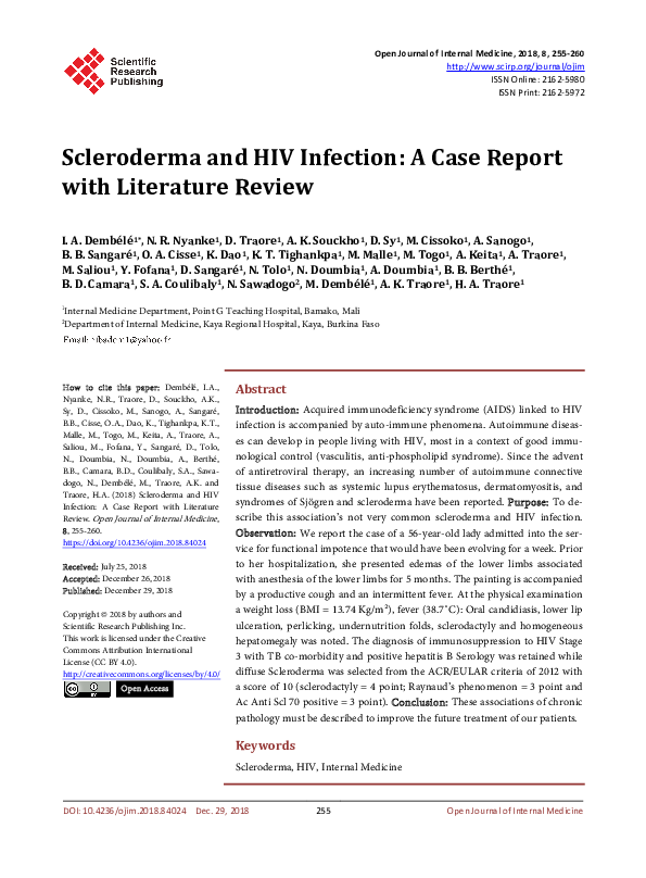 (PDF) Scleroderma and HIV Infection: A Case Report with Literature Review
