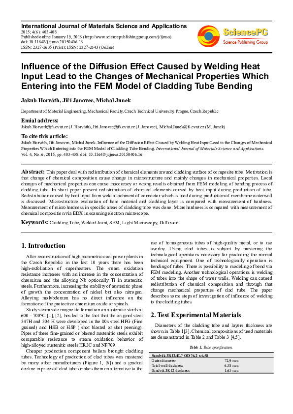 (PDF) Influence of the Diffusion Effect Caused by Welding Heat Input ...