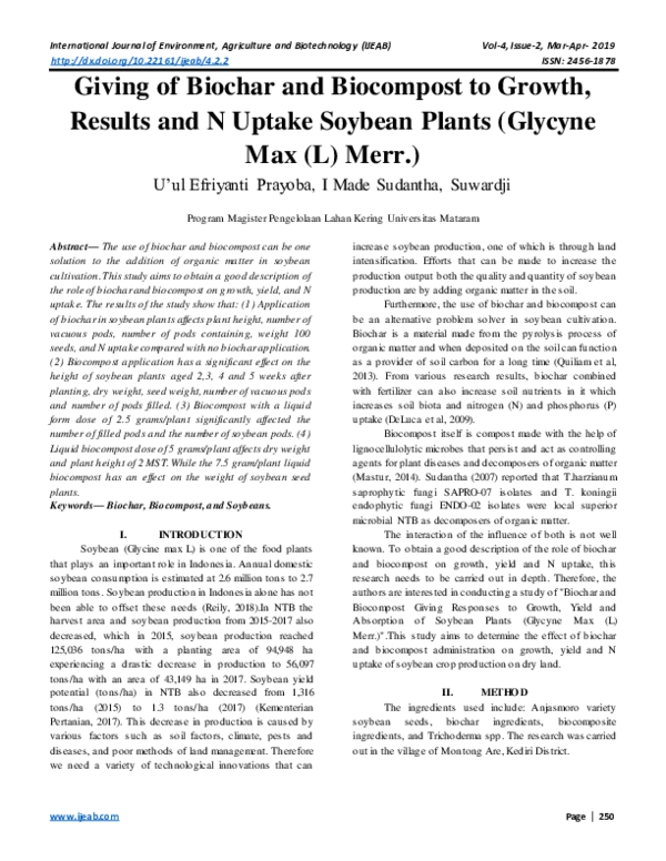 (PDF) Giving of Biochar and Biocompost to Growth, Results and N Uptake Soybean Plants (Glycyne ...