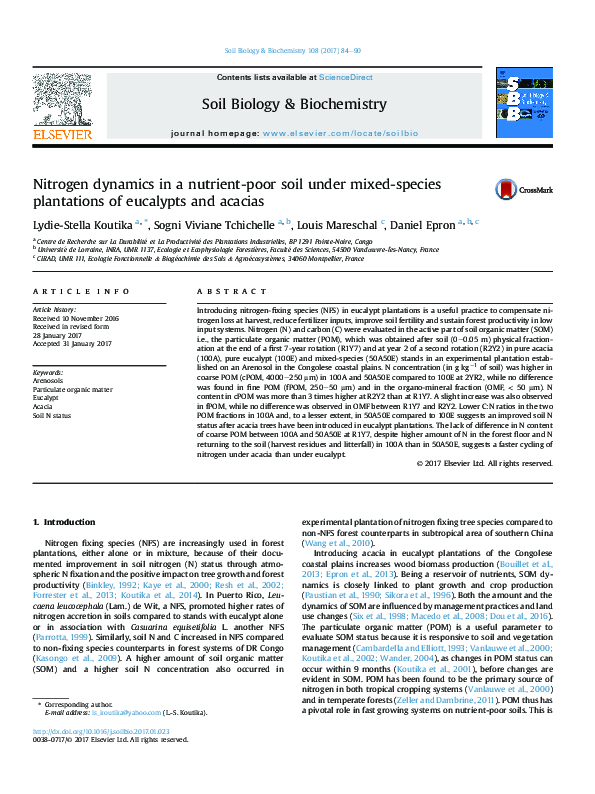 (PDF) Nitrogen dynamics in a nutrient-poor soil under mixed-species ...