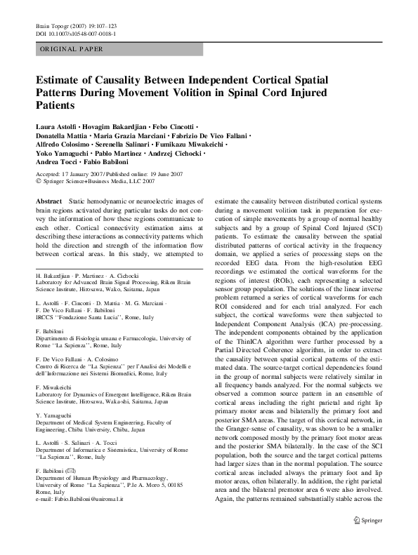(PDF) Estimate of Causality Between Independent Cortical Spatial ...