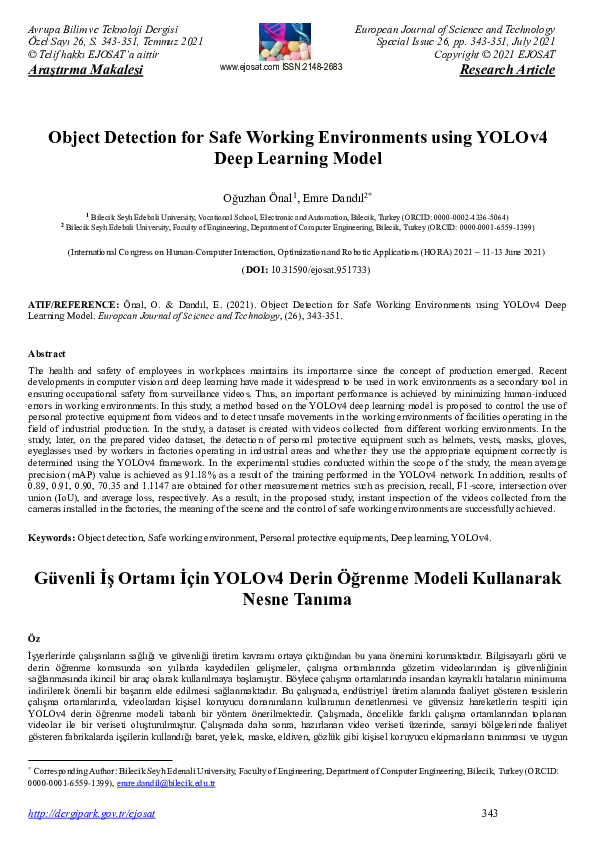 Pdf Yolov4 For Personal Protective Equipment Detection In Workplaces