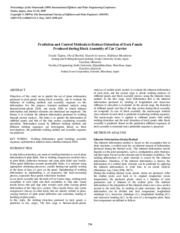 (PDF) Prediction and Control Methods to Reduce Distortion of Deck Panels Produced during Block ...