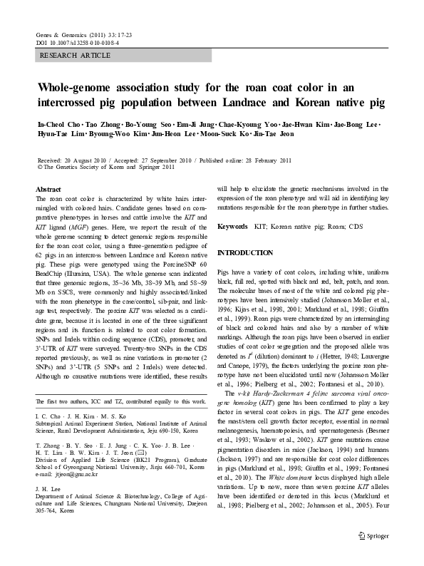 (PDF) Whole-genome association study for the roan coat color in an ...