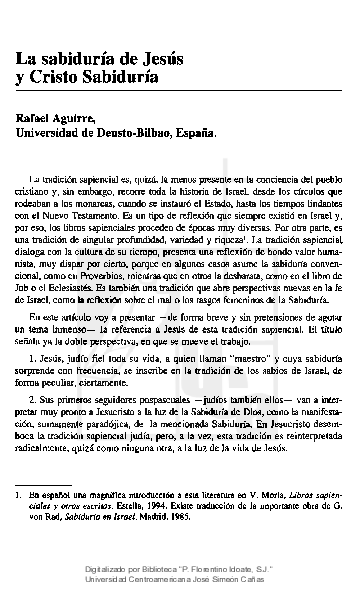 (PDF) La sabiduría de Jesús y Cristo sabiduría