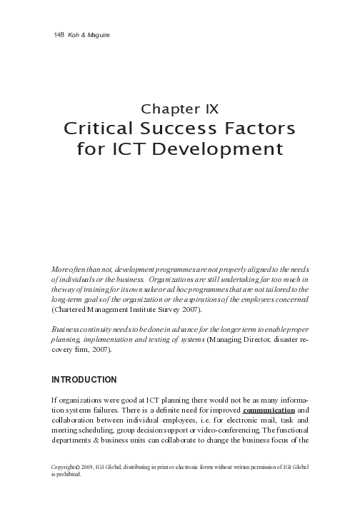 (PDF) Critical Success Factors for ICT Development
