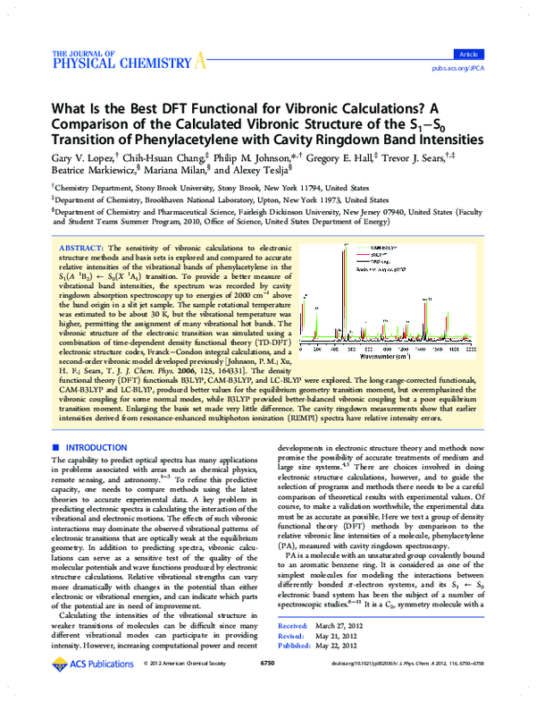 (PDF) What Is the Best DFT Functional for Vibronic Calculations? A ...