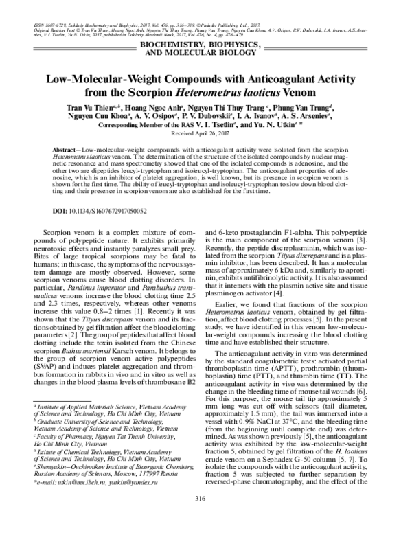 (PDF) Low-molecular-weight compounds with anticoagulant activity from ...