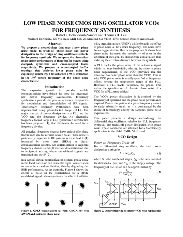 (PDF) Low phase noise CMOS ring oscillator VCOs for frequency synthesis
