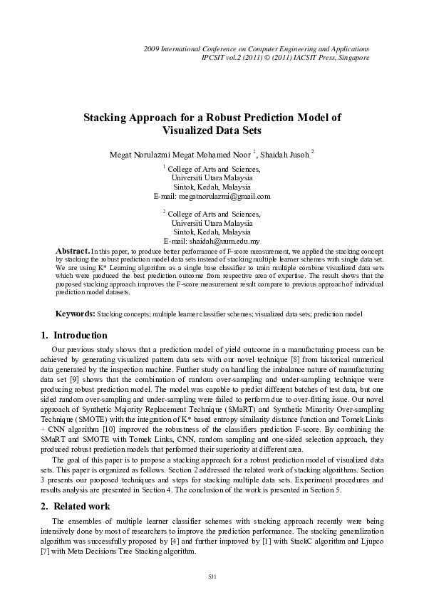 (PDF) Stacking Approach for a Robust Prediction Model of Visualized Data Sets