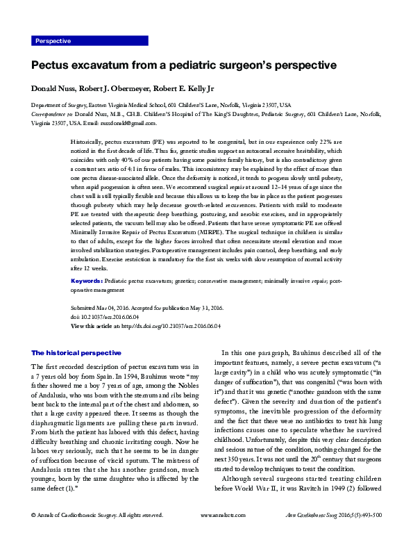 (PDF) Pectus excavatum from a pediatric surgeon’s perspective