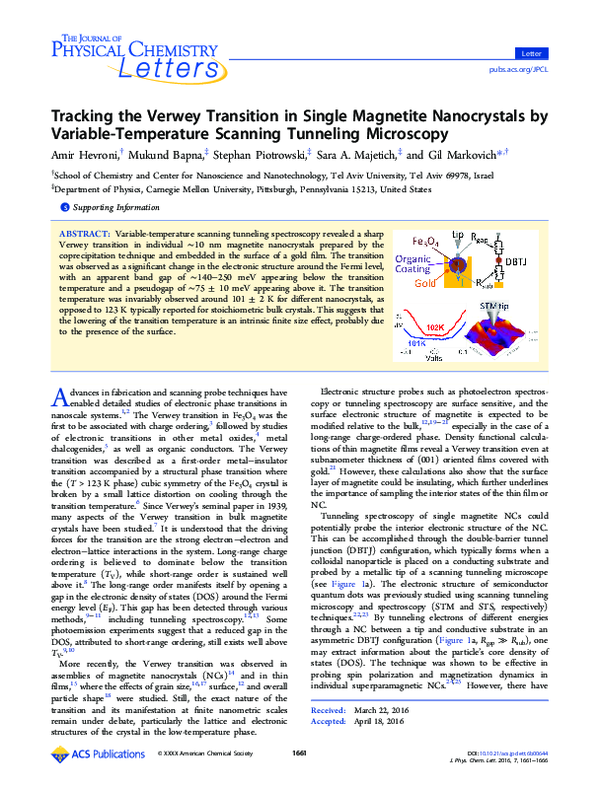 (PDF) Tracking the Verwey Transition in Single Magnetite Nanocrystals ...