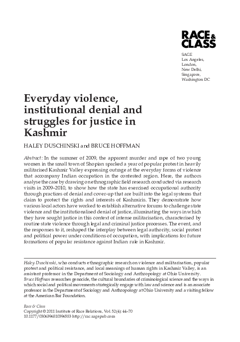 (PDF) Everyday violence, institutional denial and struggles for justice ...