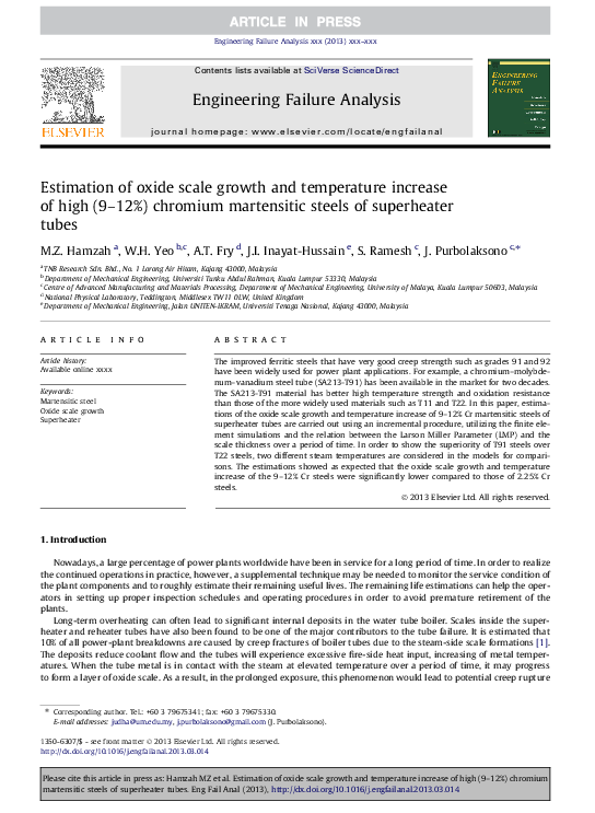 (PDF) Estimation of oxide scale growth and temperature increase of high (9–12%) chromium ...