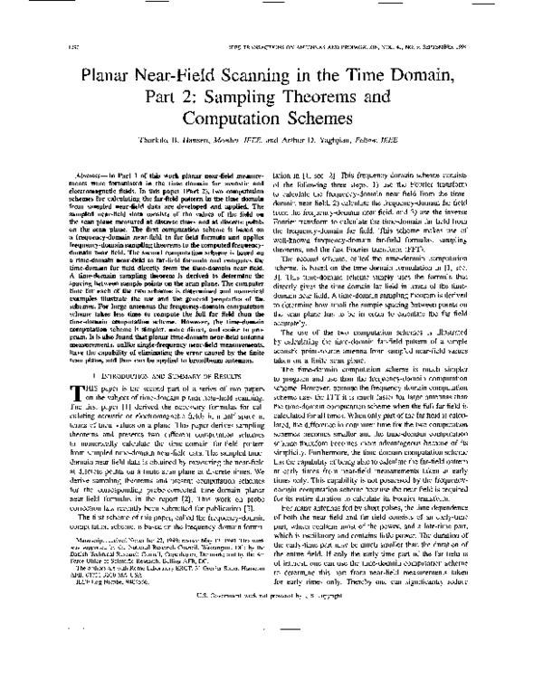 (PDF) Planar near-field scanning in the time domain .2. Sampling ...