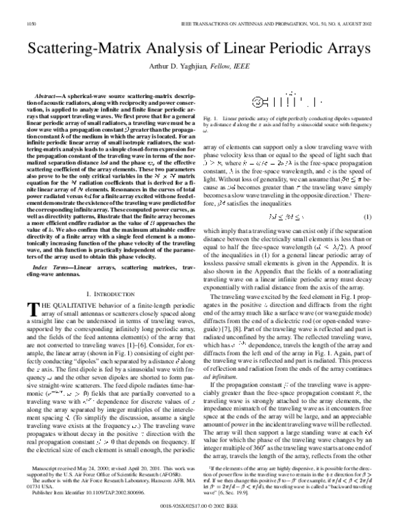 (PDF) Scattering-matrix analysis of linear periodic arrays