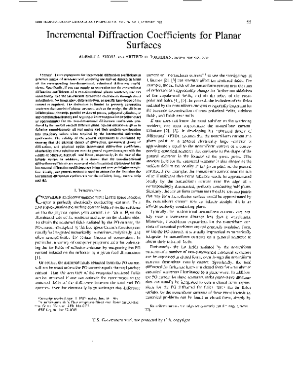 (PDF) Incremental diffraction coefficients for planar surfaces