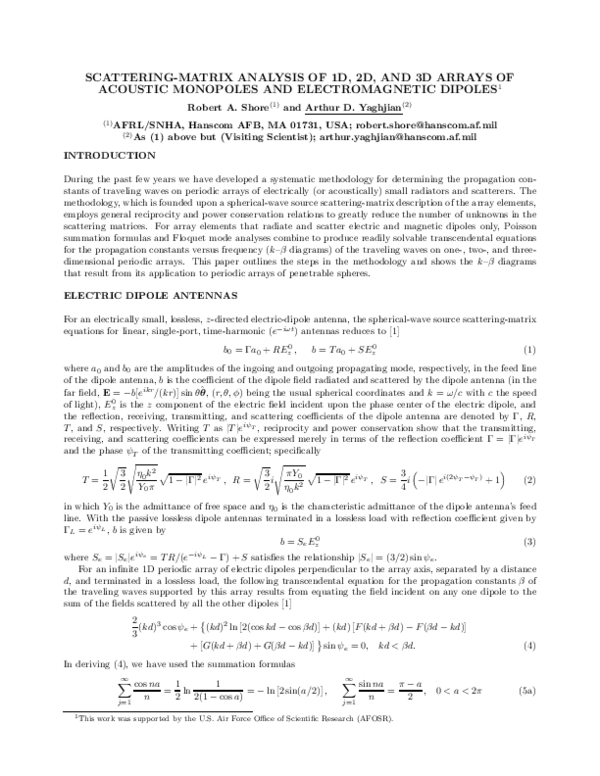 (PDF) Scattering-Matrix Analysis of 1D, 2D, and 3D Arrays of Acoustic Monopoles and ...