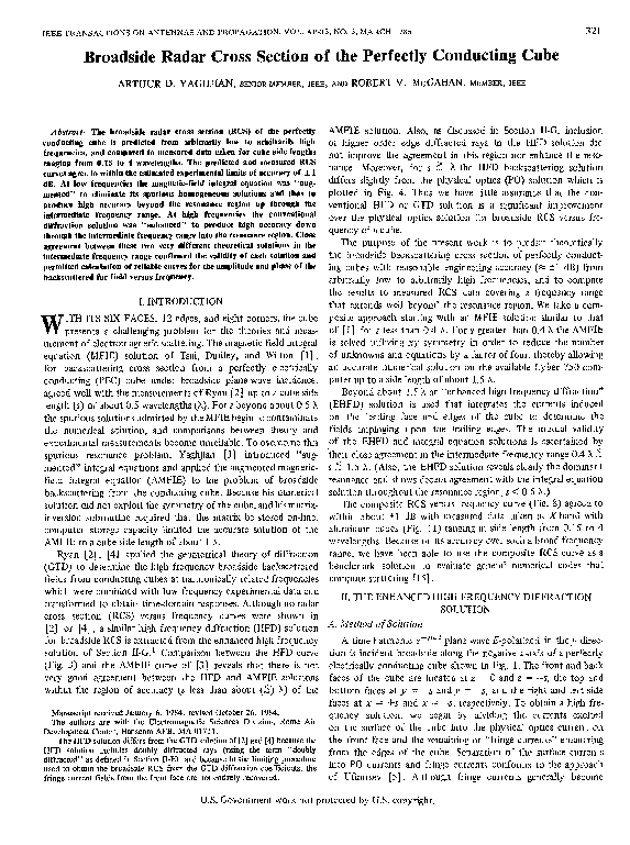 (PDF) Broadside radar cross section of the perfectly conducting cube ...