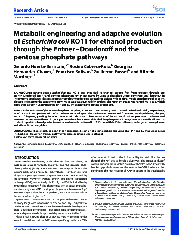 (PDF) Metabolic engineering and adaptive evolution for efficient ...