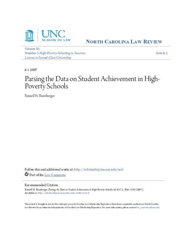 (PDF) Parsing the Data on Student Achievement in High-Poverty Schools