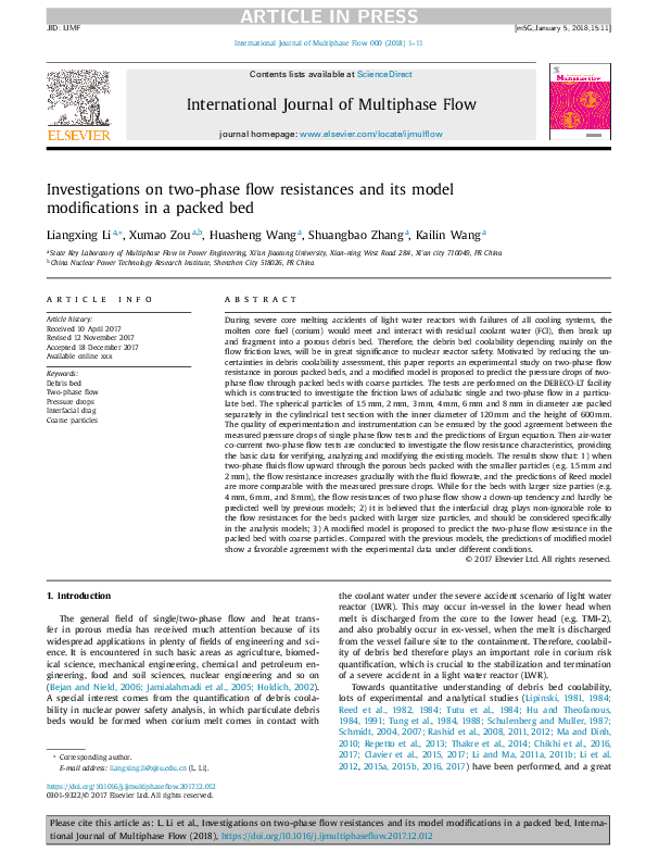 (PDF) Investigations on two-phase flow resistances and its model modifications in a packed bed