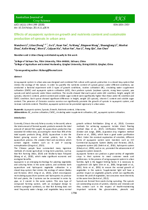 (PDF) Aquaponics Boost Sprout Growth in Urban Areas