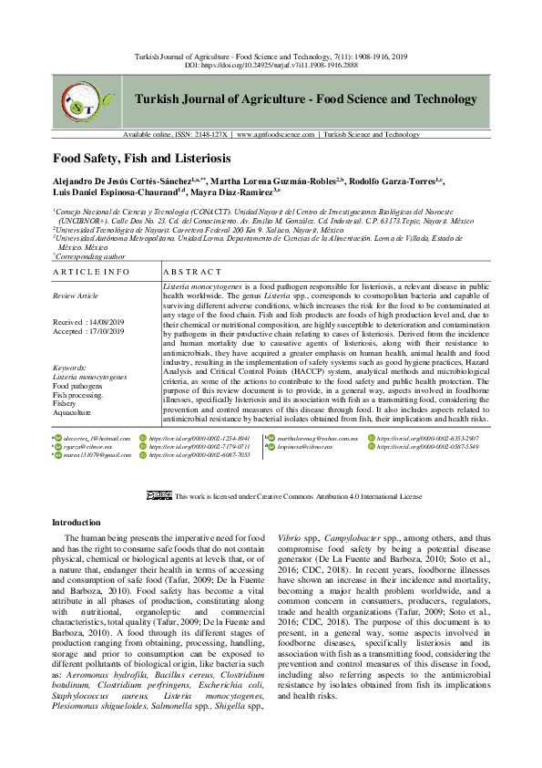(PDF) Food Safety, Fish and Listeriosis