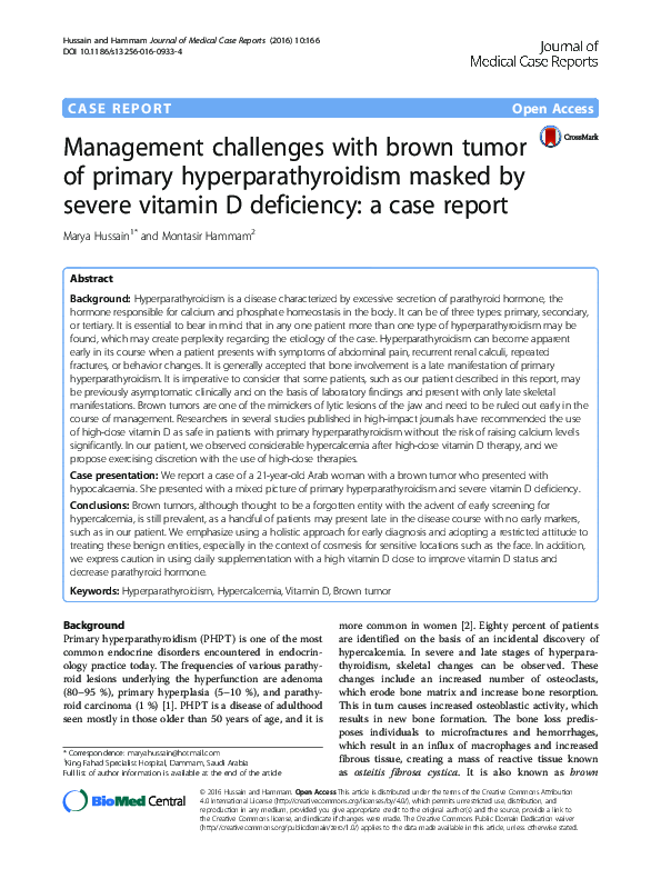 (PDF) Management challenges with brown tumor of primary ...
